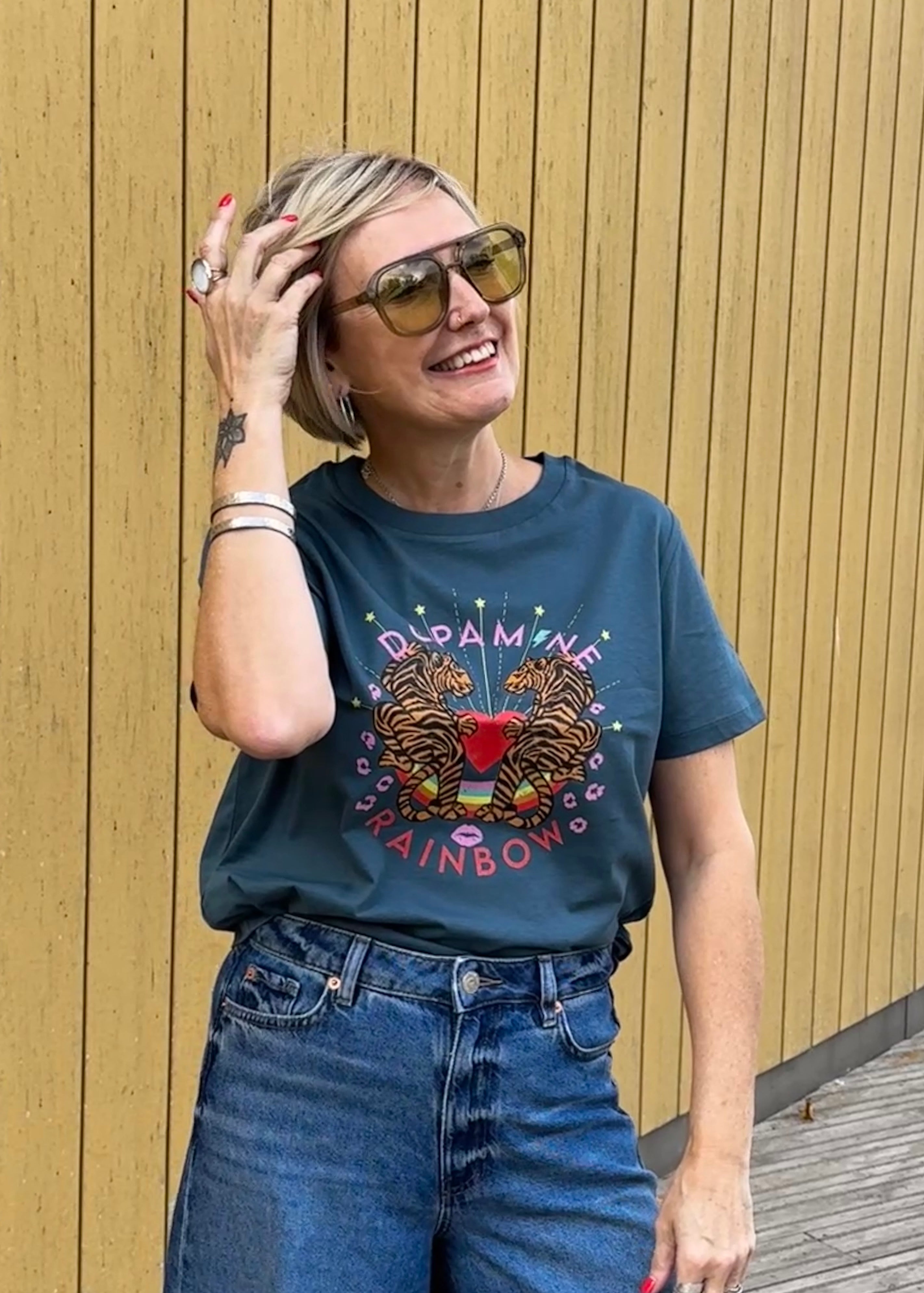 Teal Dopamine Rainbow t shirt – Neon Marl