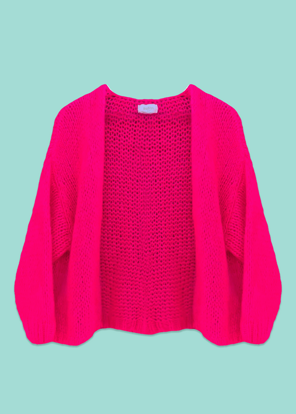 Neon pink mohair blend cardigan – Neon Marl