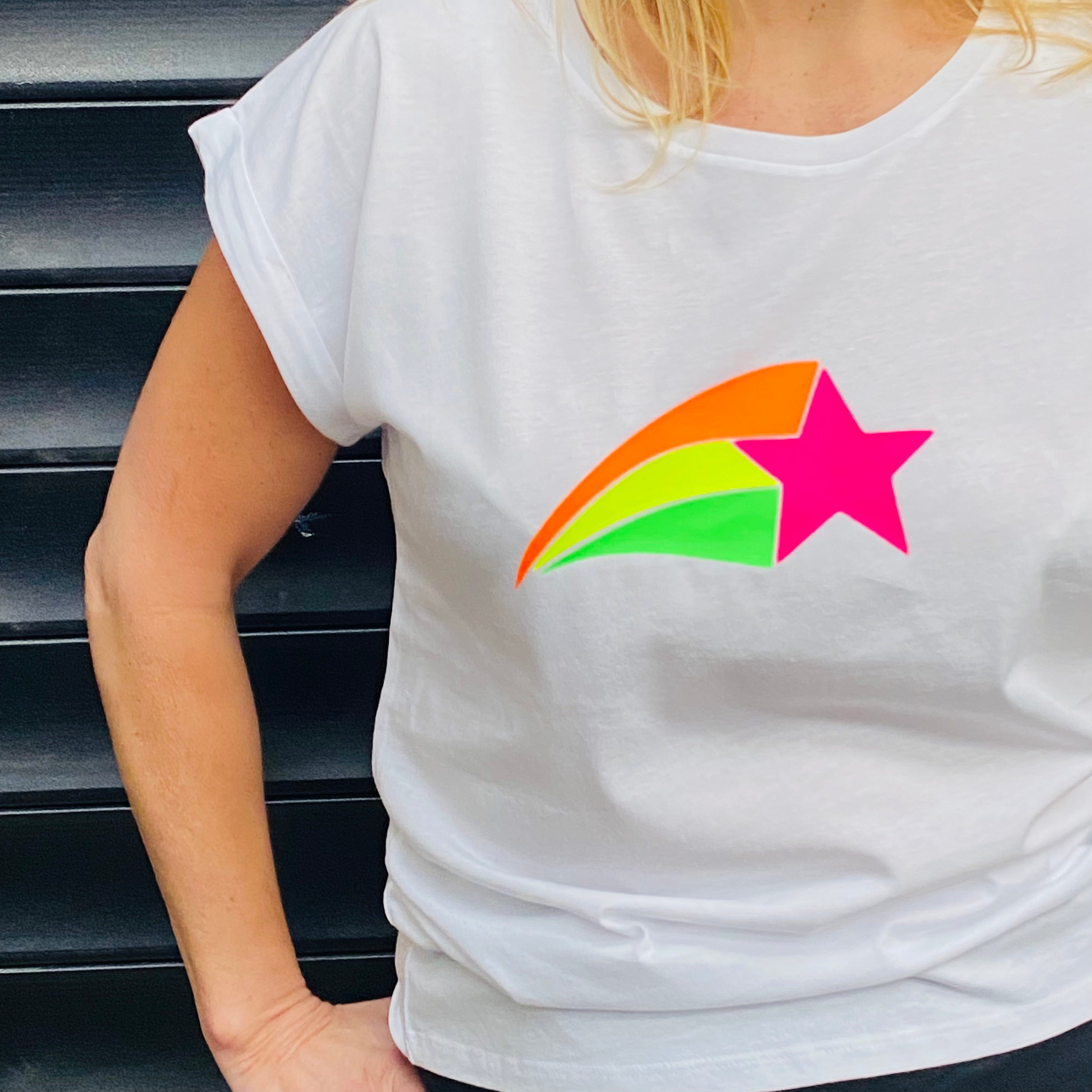 Multi Neon SHOOTING STAR T shirt – Neon Marl